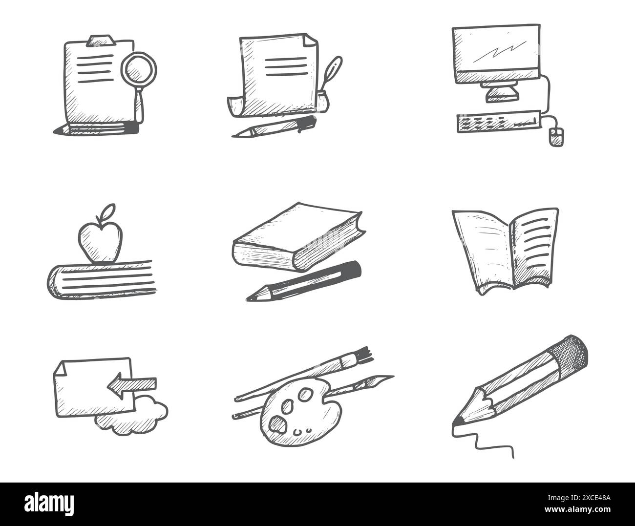 Hand drawn business icons doddle set sketch design Stock Vector Image ...