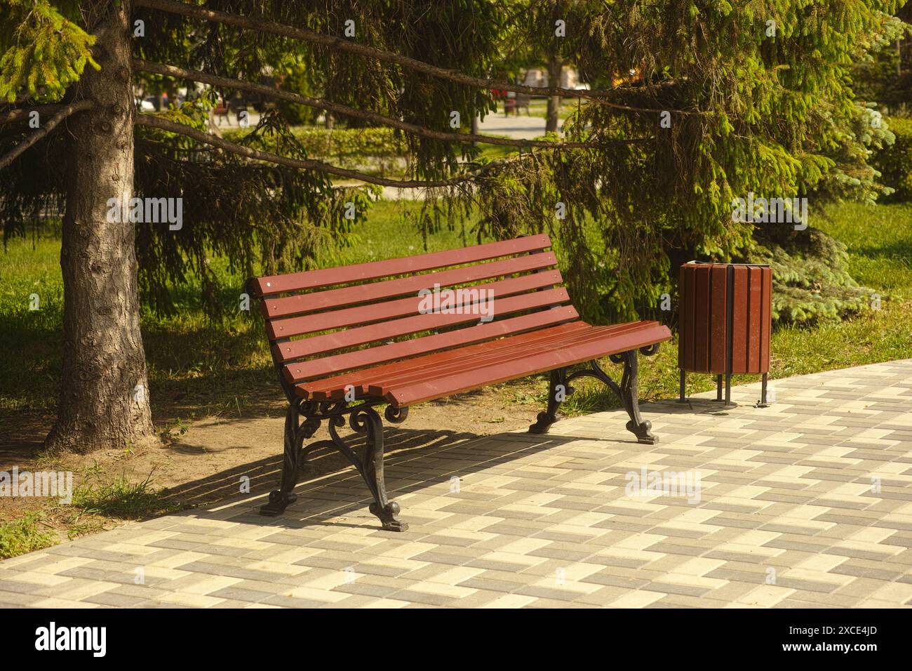 Wooden seat under a tree hi-res stock photography and images - Alamy
