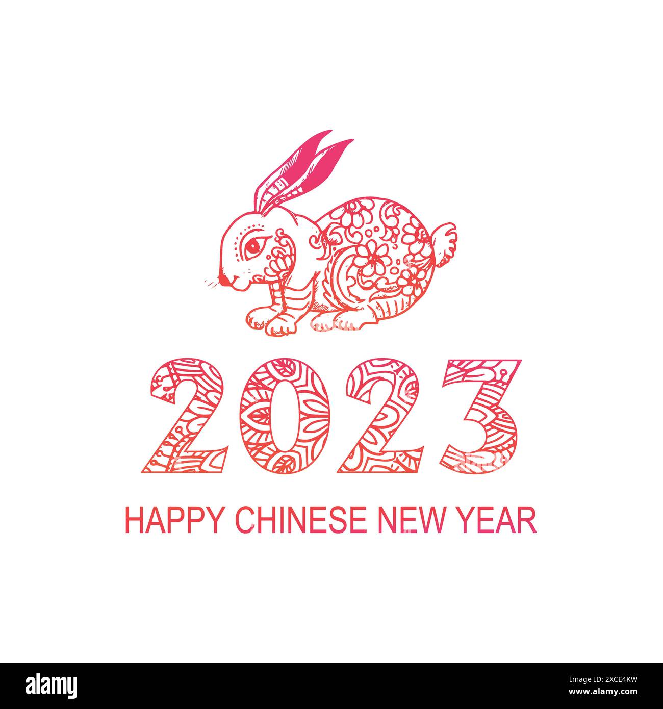 Chinese new year 2023 symbol decorated with a rabbit background Stock ...