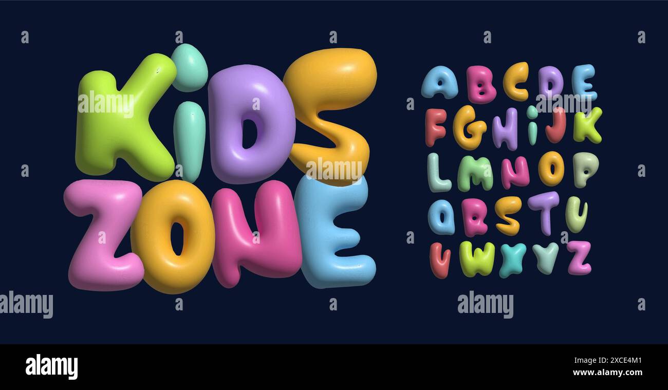 Playful plasticine 3D alphabet, colorful chewing gum letters, joyful ...