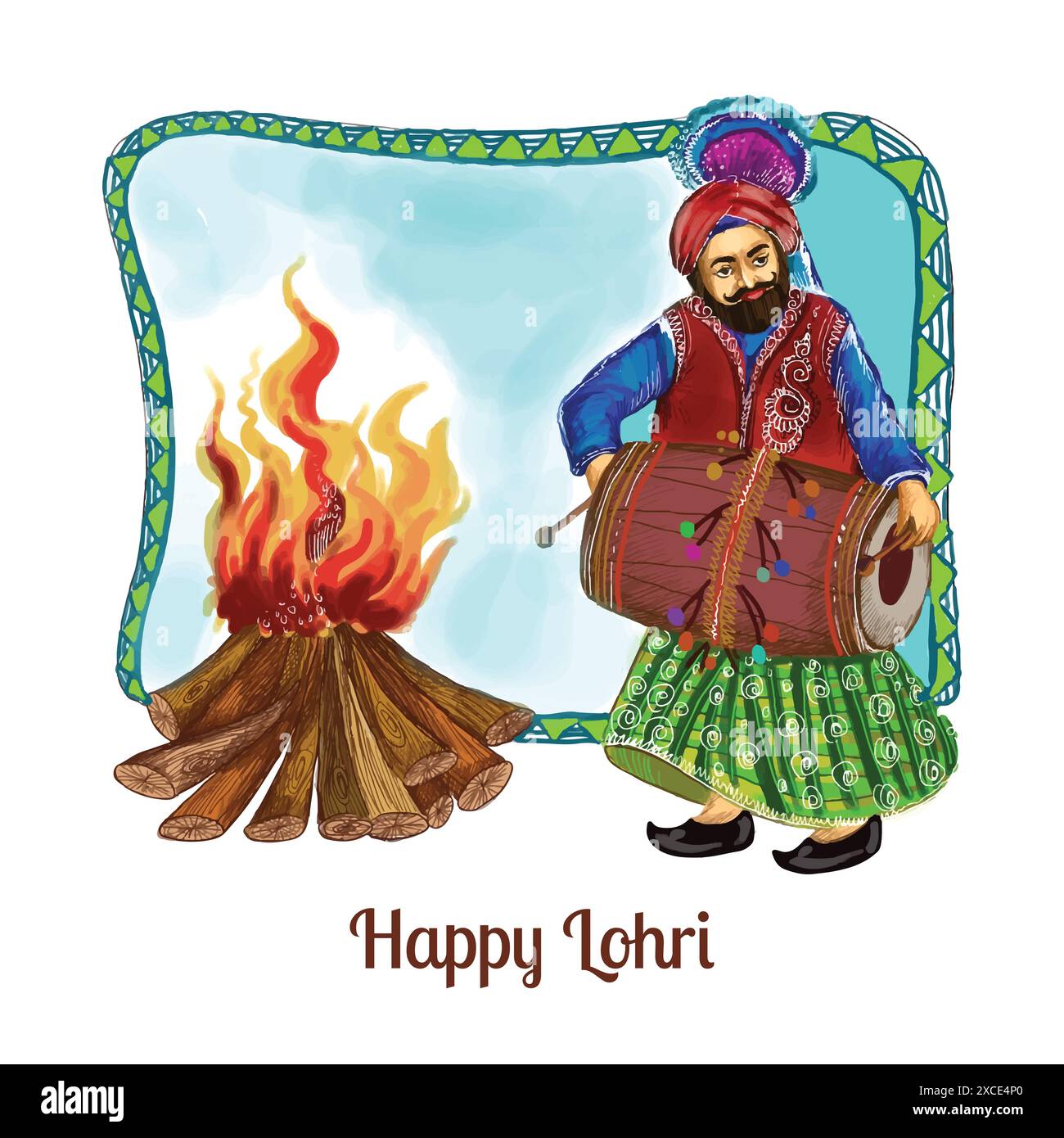 Happy lohri vector vectors hi-res stock photography and images - Alamy