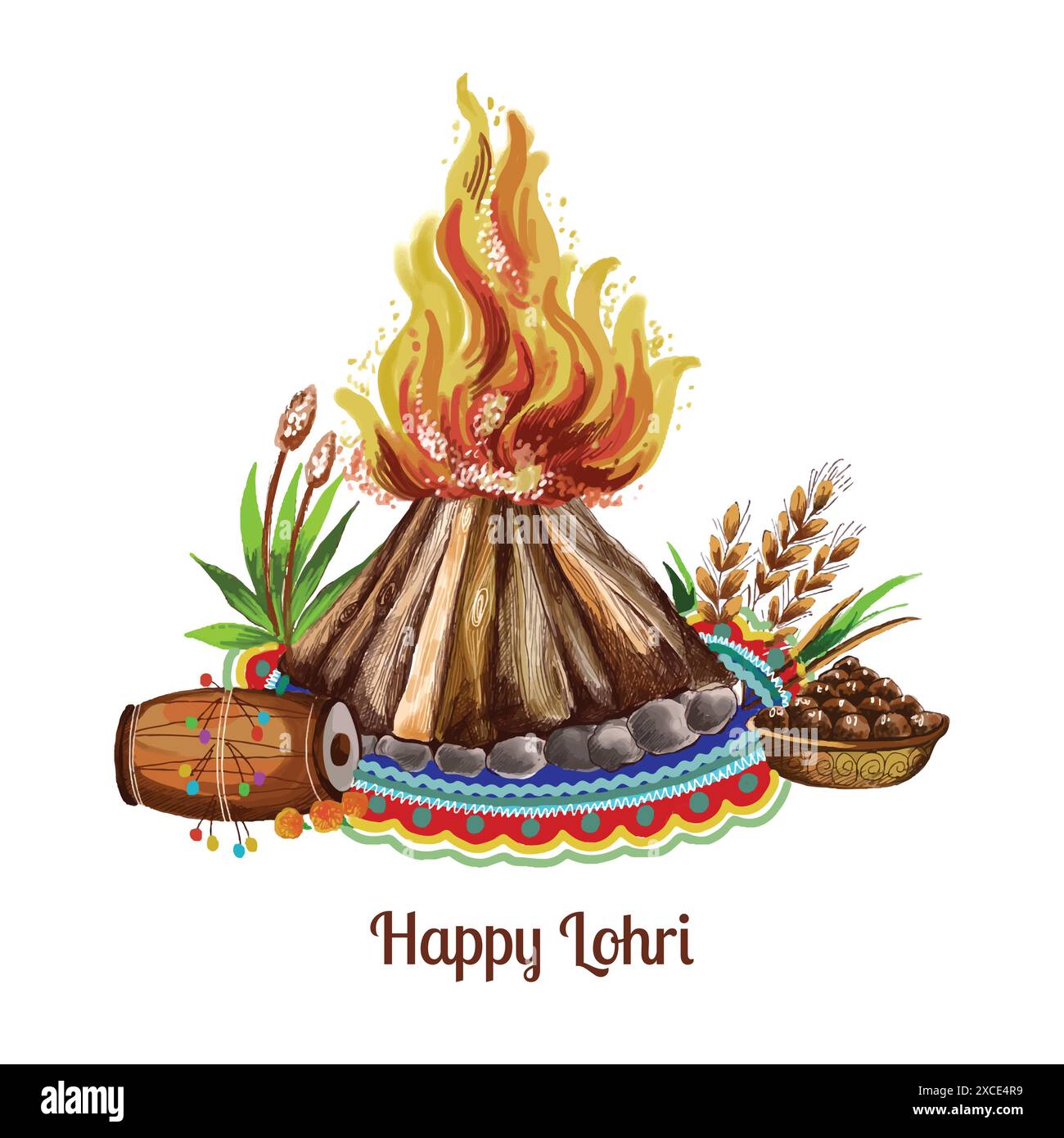 Happy lohri vector vectors hi-res stock photography and images - Alamy