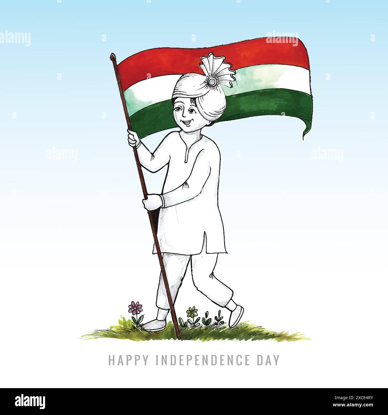 Hand draw sketch happy independence day festival card background Stock ...