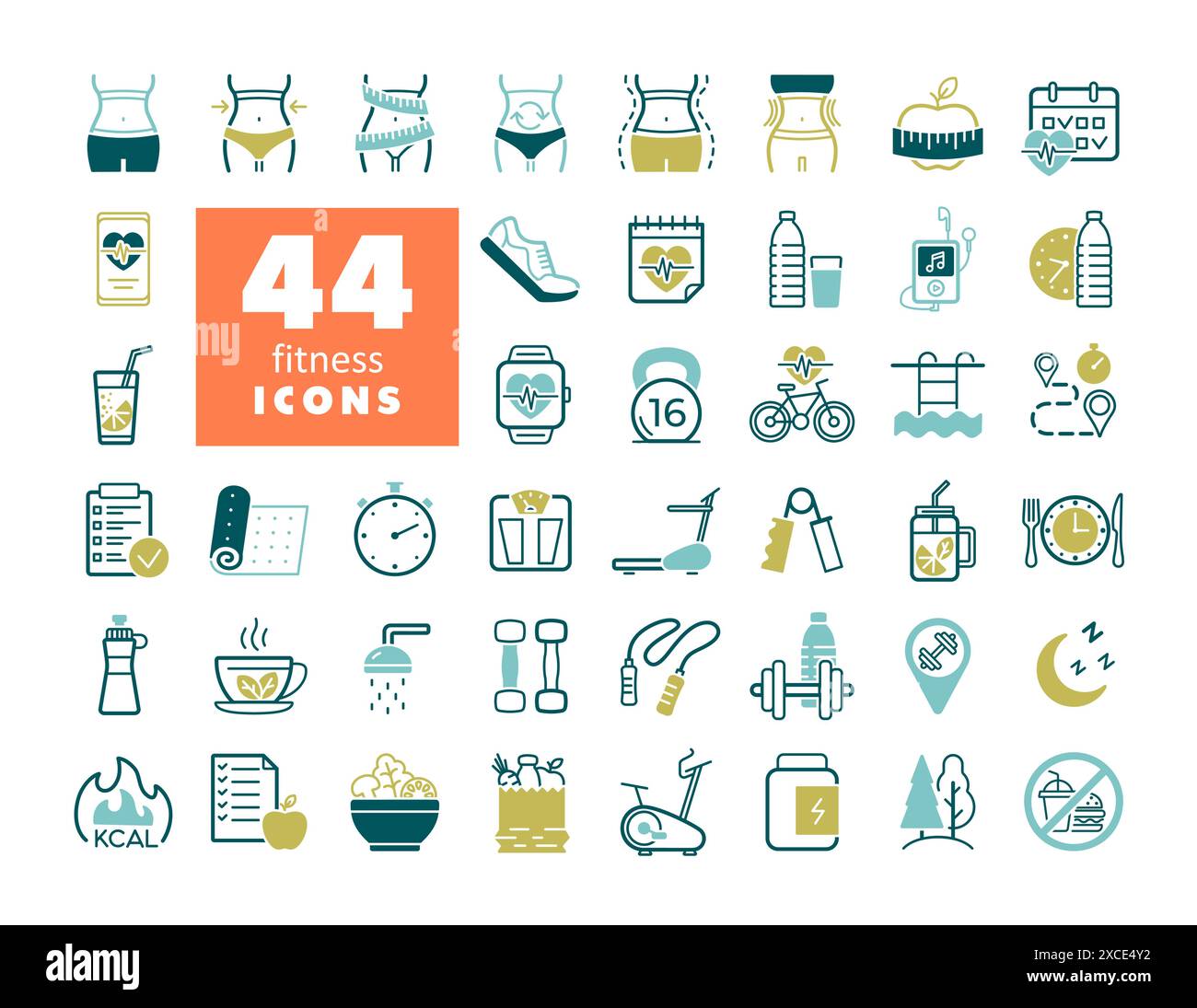 Fitness and health vector icon set. Graph symbol for fitness and weight ...