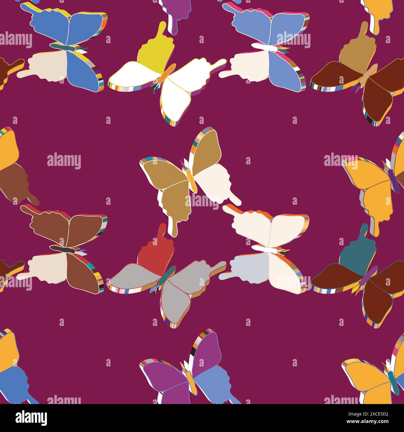 Butterfly 3d seamless pattern. 3d illustration. Nature modern wallpaper ...