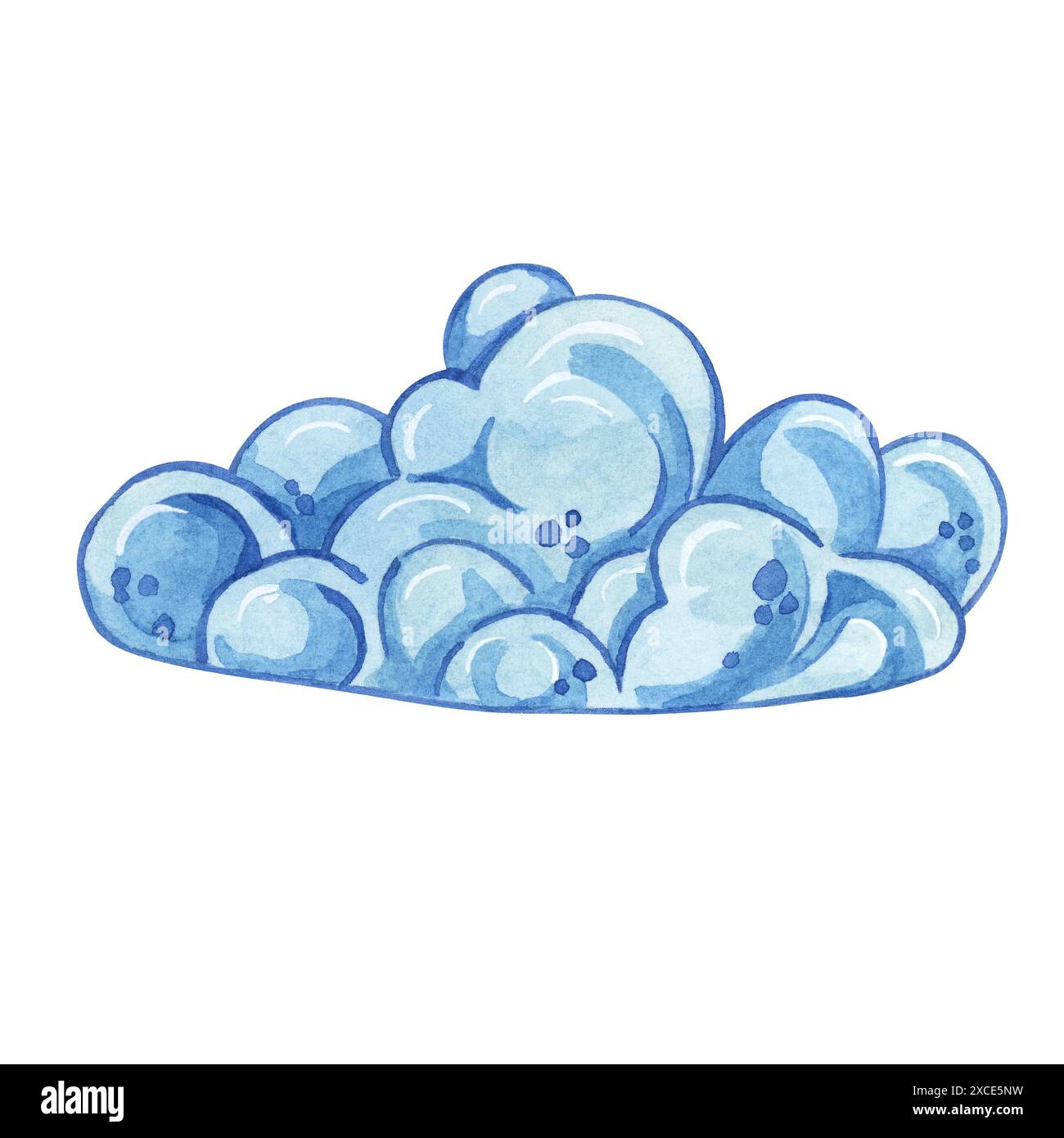 Blue soap bubbles foam head. Household cleaning design element, laundry ...