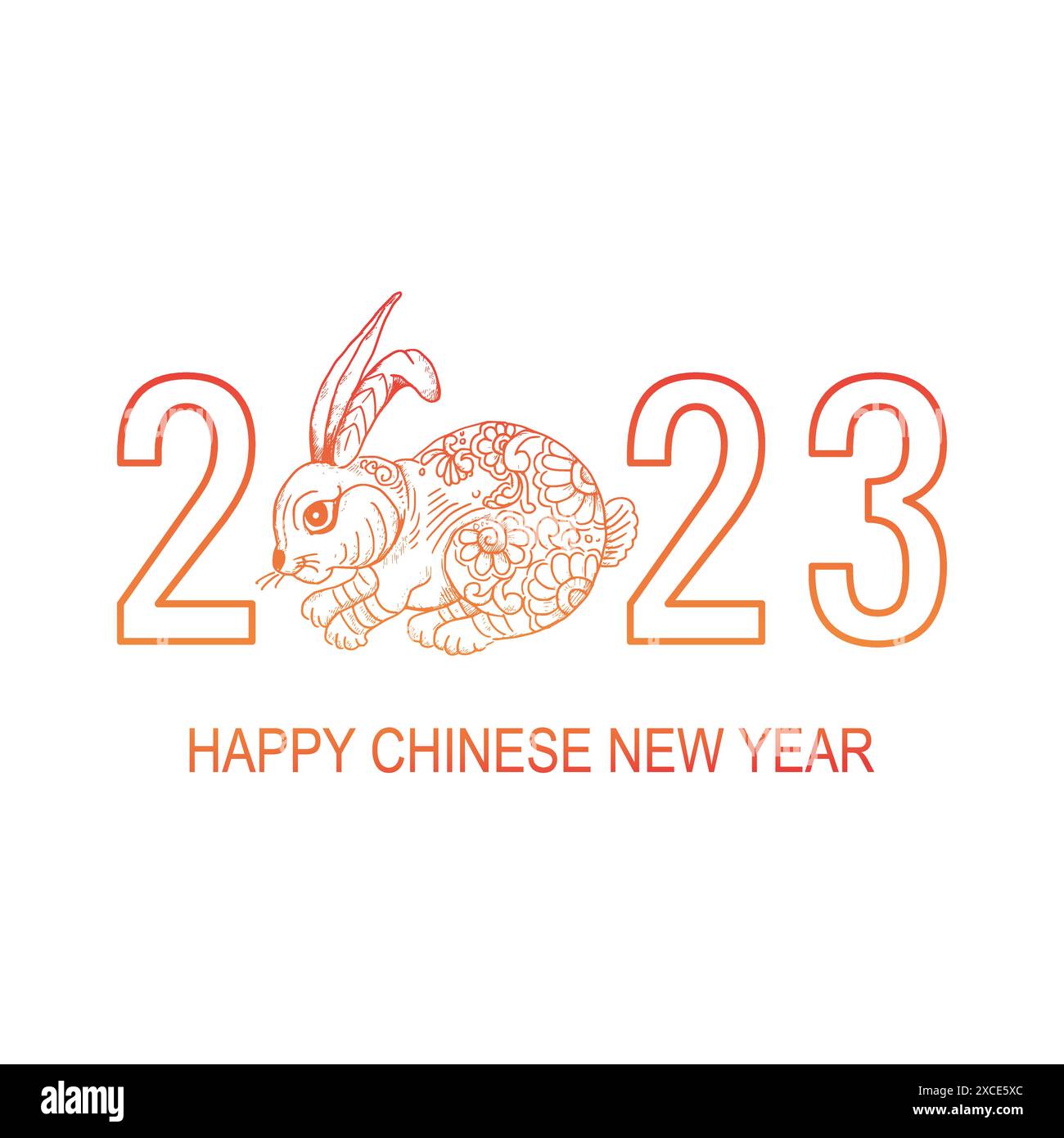Chinese new year 2023 symbol decorated with a rabbit background Stock ...