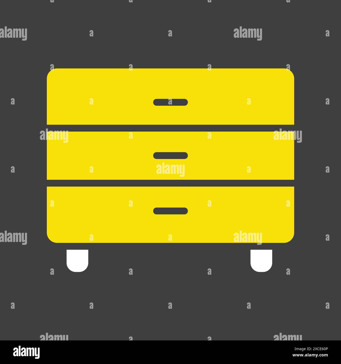 Bedside dresser vector on dark background icon. Chest of drawer sign ...