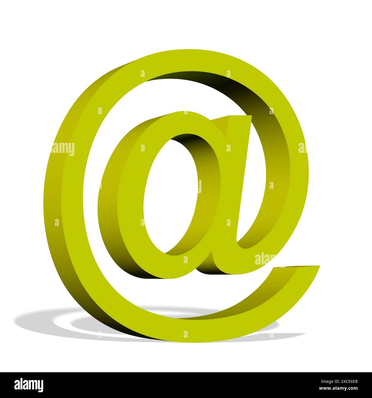 Yellow At symbol against a white background, 3D illustration Stock ...