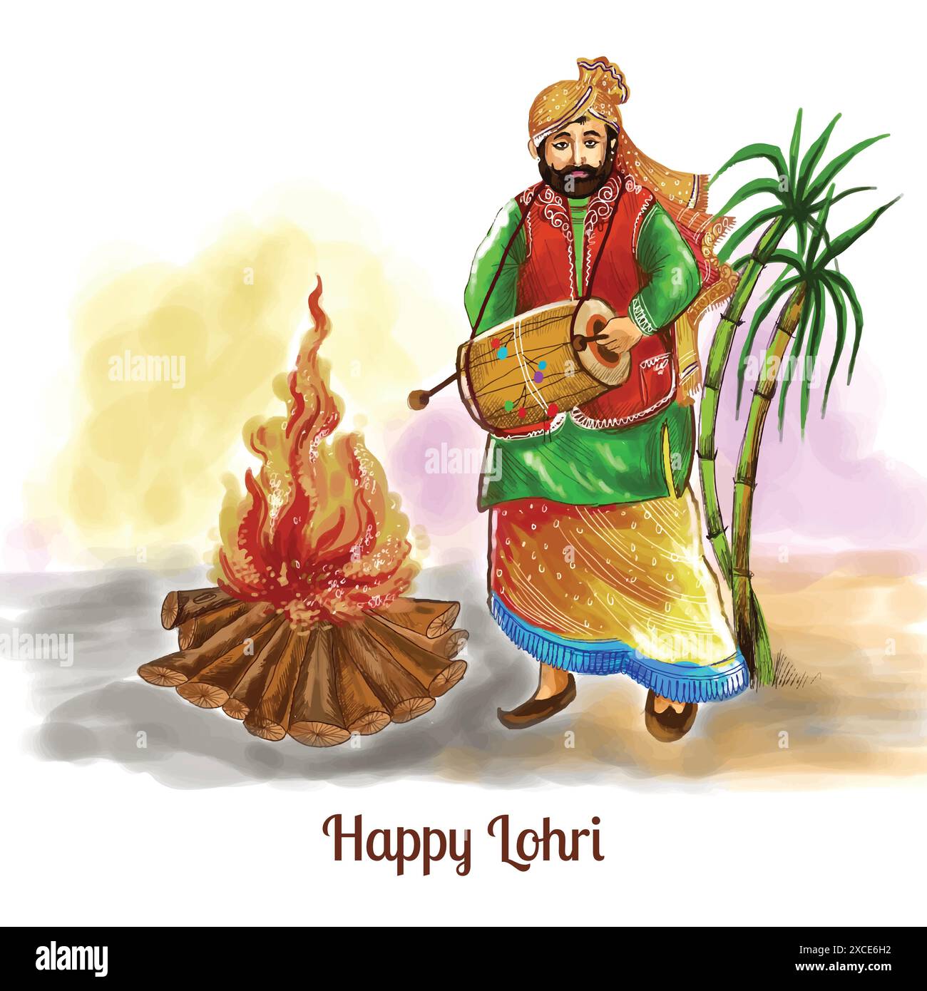 Happy lohri festival of punjab india card background Stock Vector Image ...