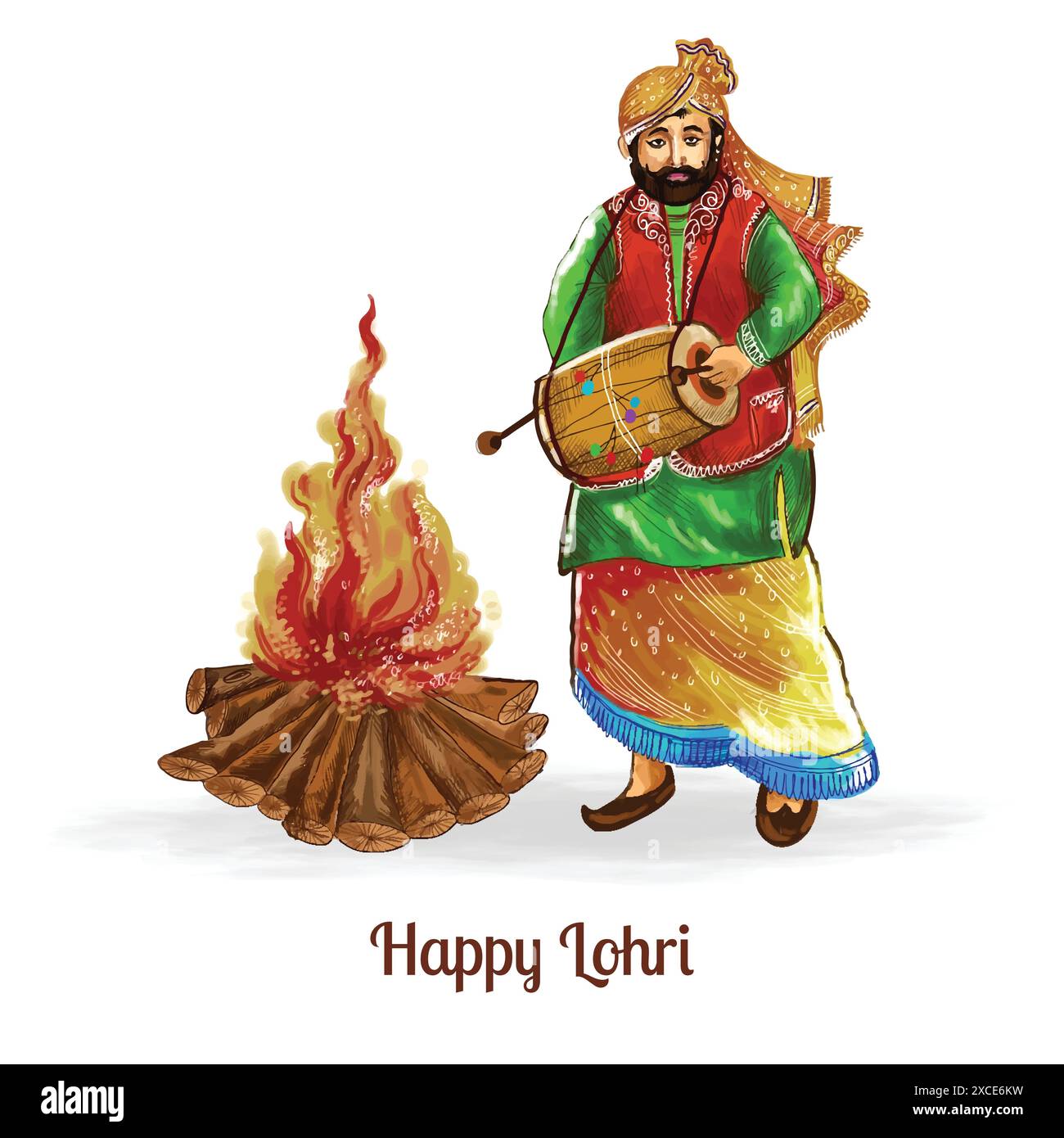 Happy lohri festival of punjab india card background Stock Vector Image ...