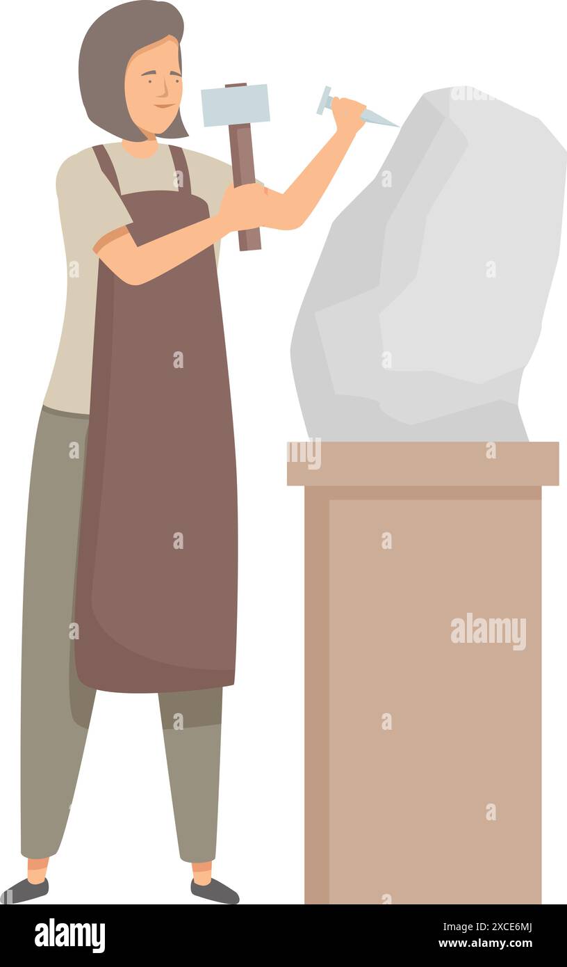 Sculptor is creating a stone sculpture using a hammer and chisel Stock ...