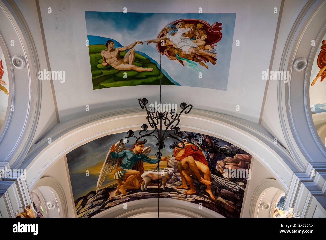 Ceiling fresco with a copy of Sistine Chapel ceiling fresco of ...