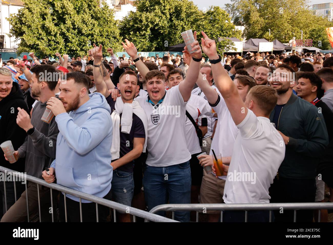 Central Park, Brighton, UK. Supporters at the Euro fan park, 4theFans ...