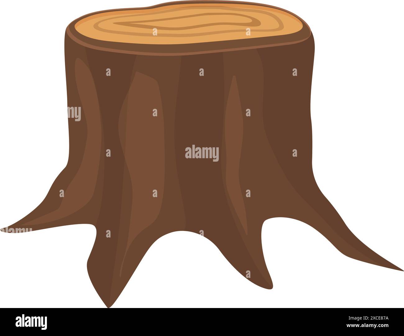 Cartoon tree stump with wood grain and growth rings showing its age ...
