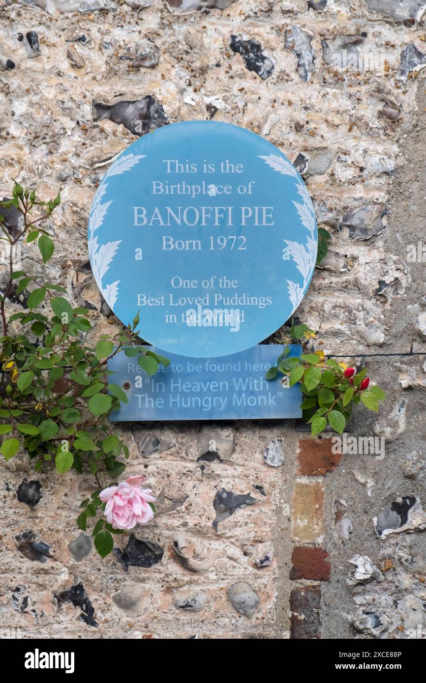 Plaque for the "birthplace" of Banoffi Pie. A pudding/desert invented ...