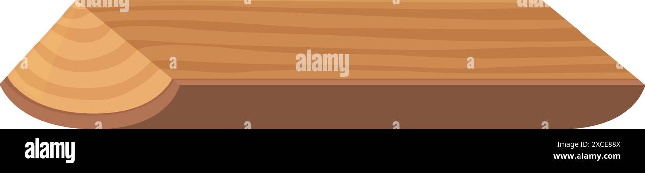 Single wooden plank with one rounded corner is laying on a white background Stock Vector Image ...