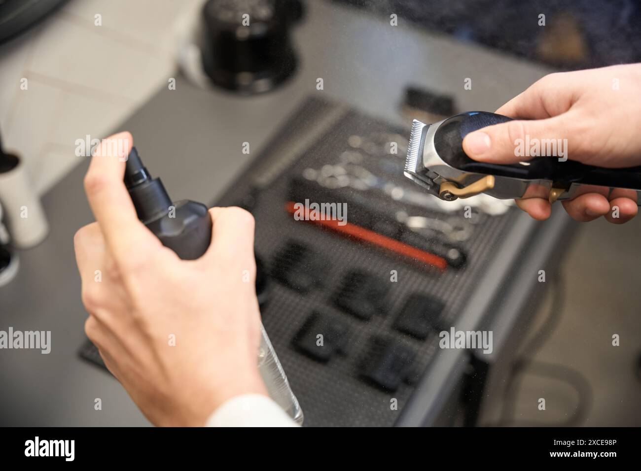 Hair clipper cleaning hi-res stock photography and images - Alamy