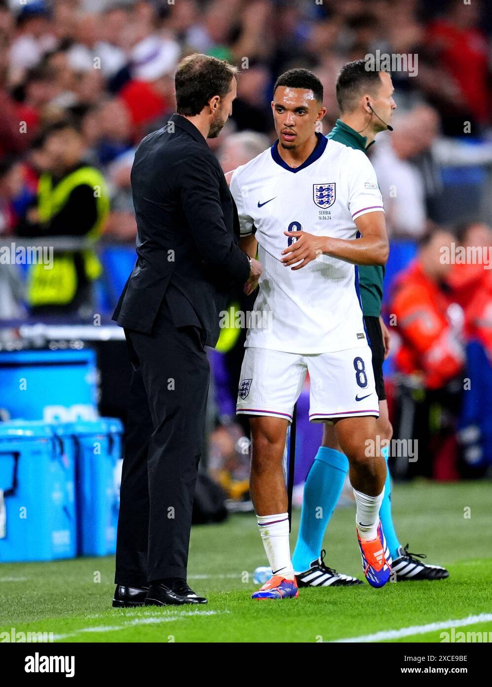 England's Trent Alexander-Arnold interacts with manager Gareth ...