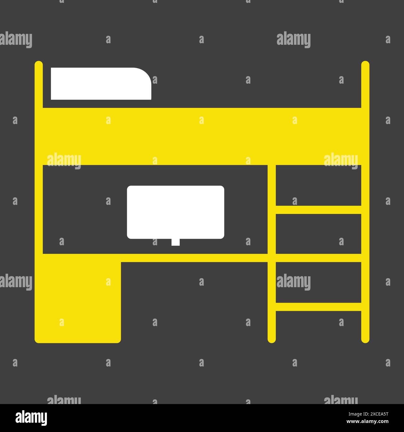 Bunk bed with workspace vector on dark background icon. Graph symbol ...