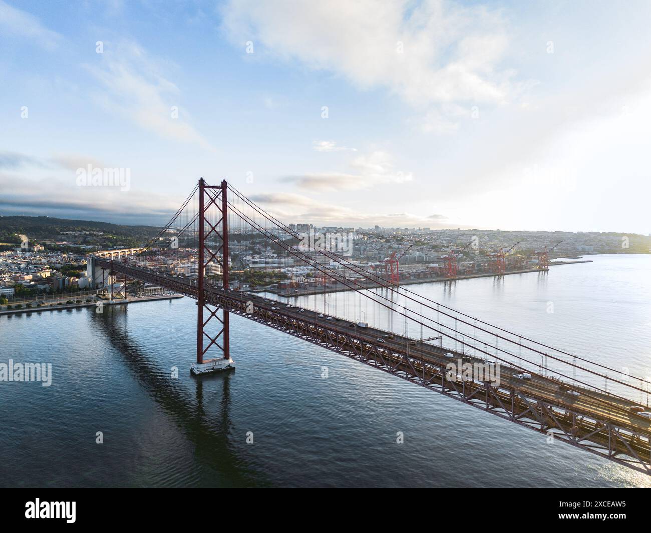 Aerial view of 25th of April Bridge and Lisbon city Stock Photo - Alamy