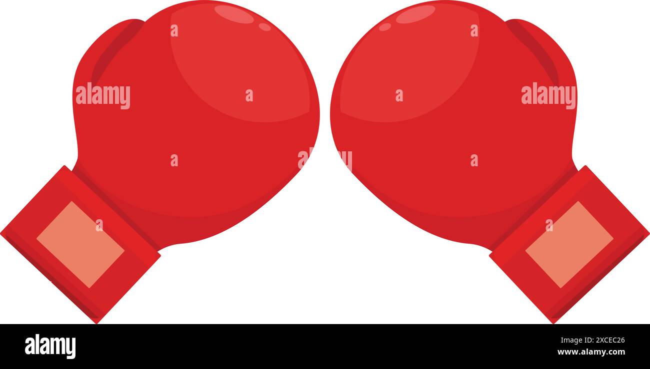 Two red boxing gloves placed opposite each other, symbolizing a boxing match, competition, or ...