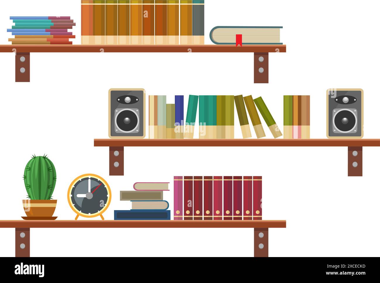 Cartoon wooden bookshelves Stock Vector Image & Art - Alamy