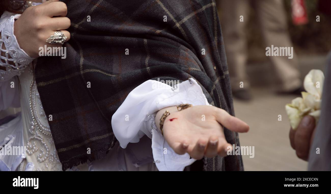 Cut Female Hand With Blood Stock Photo - Alamy