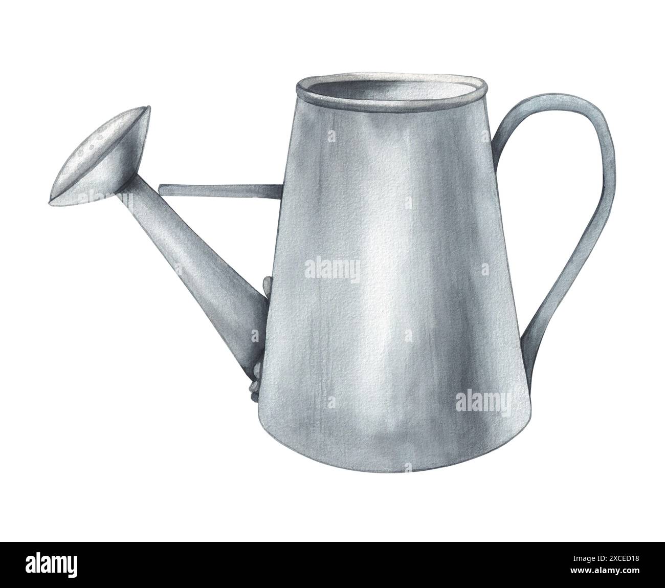 Watercolor galvanized garden watering can. Watercolor steel watering ...
