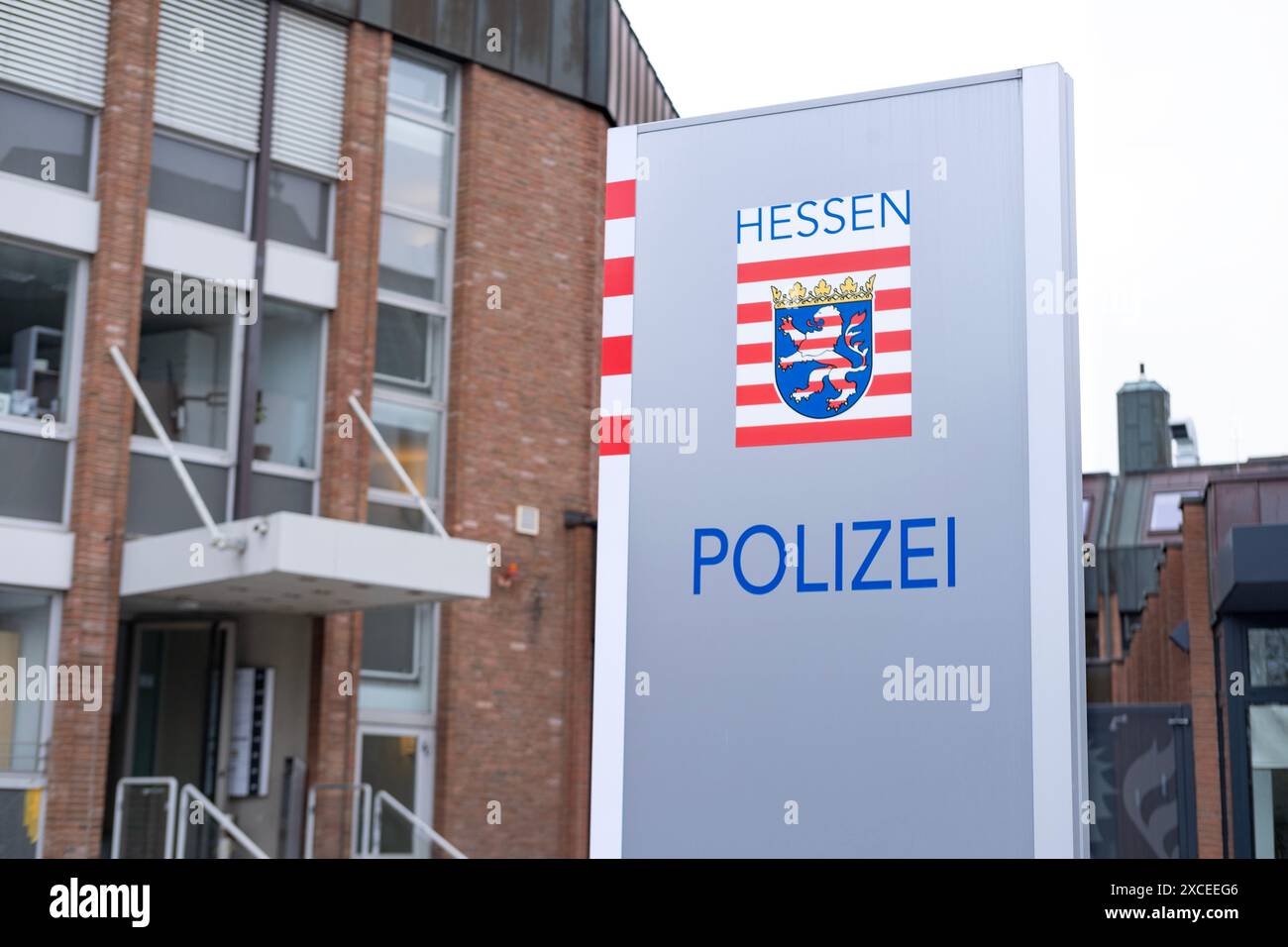 modern police office with information banner, Public safety, community ...