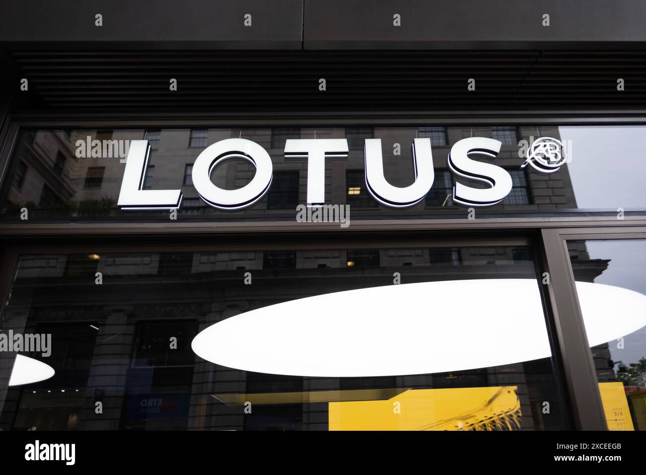 Lotus Advertising logo, banner, car dealership building, British Lotus ...
