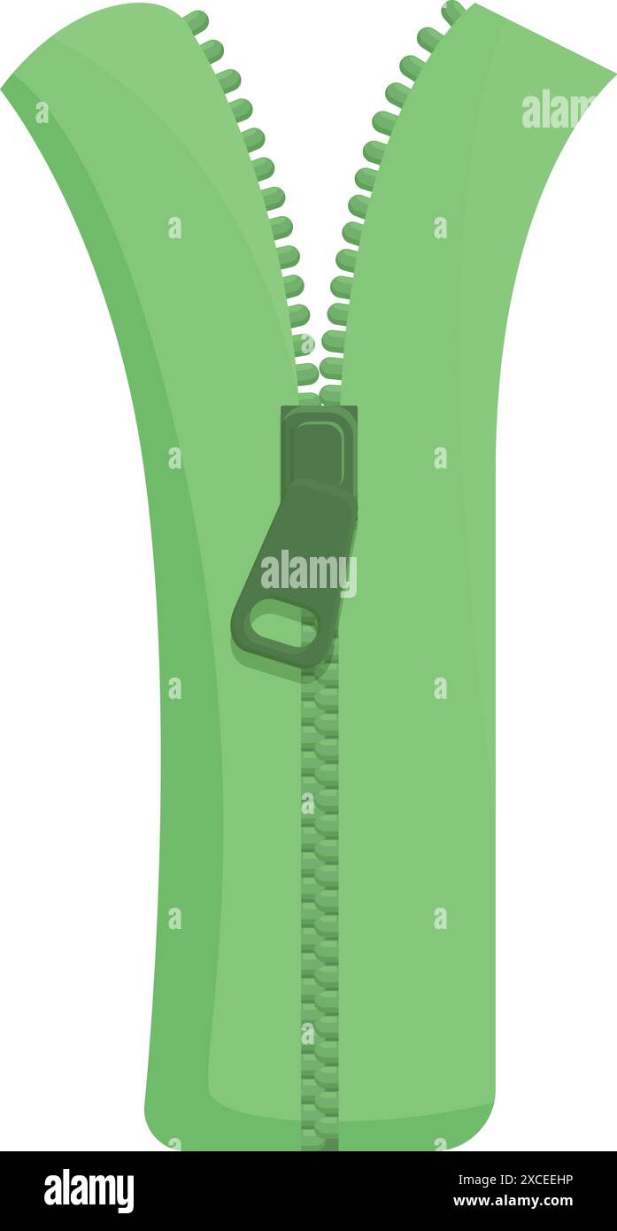 Green zipper being unzipped, featuring a green slider and teeth Stock Vector Image & Art - Alamy