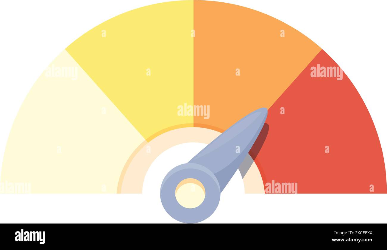 Colorful credit score gauge with arrow pointing increasing risk level ...