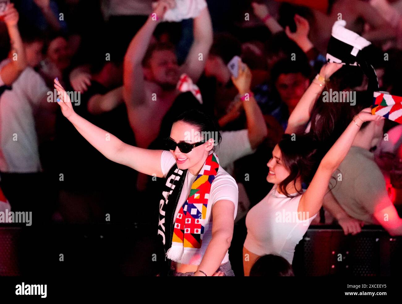 England fans at the BOXPark Wembley in London celebrates after watching ...