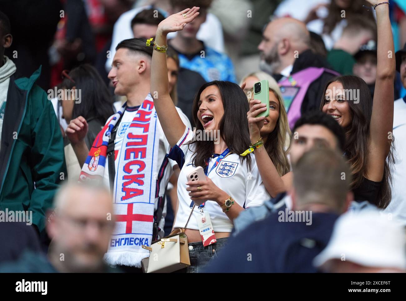 Ellie Alderson, partner of England's Ollie Watkins, in the stands ahead ...