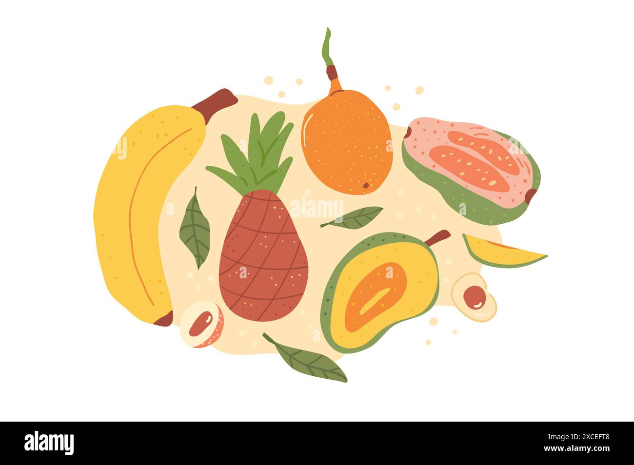 Fruits composition exotic whole Stock Vector Images - Alamy