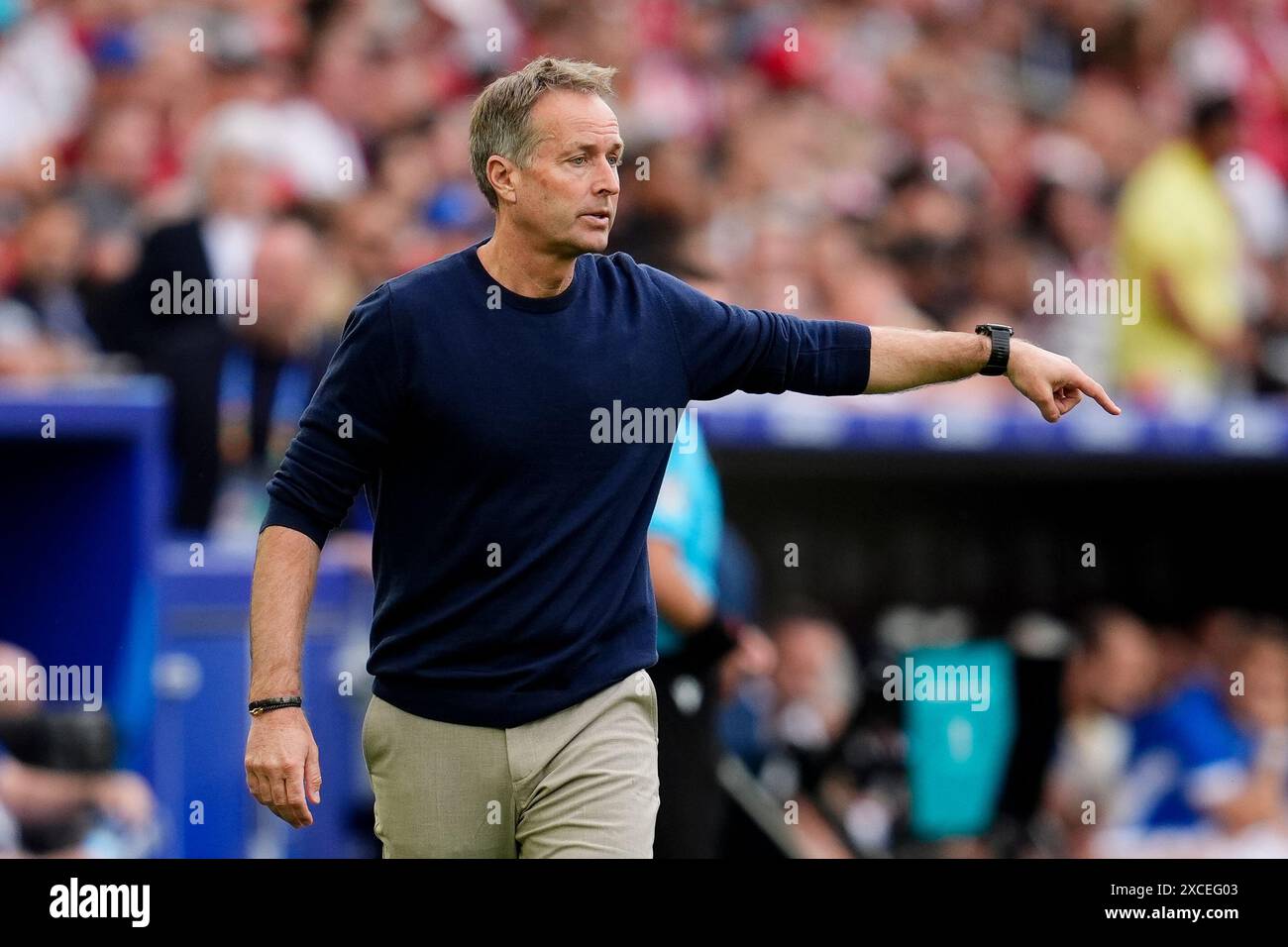 Denmark manager Kasper Hjulmand gestures on the touchline during the ...