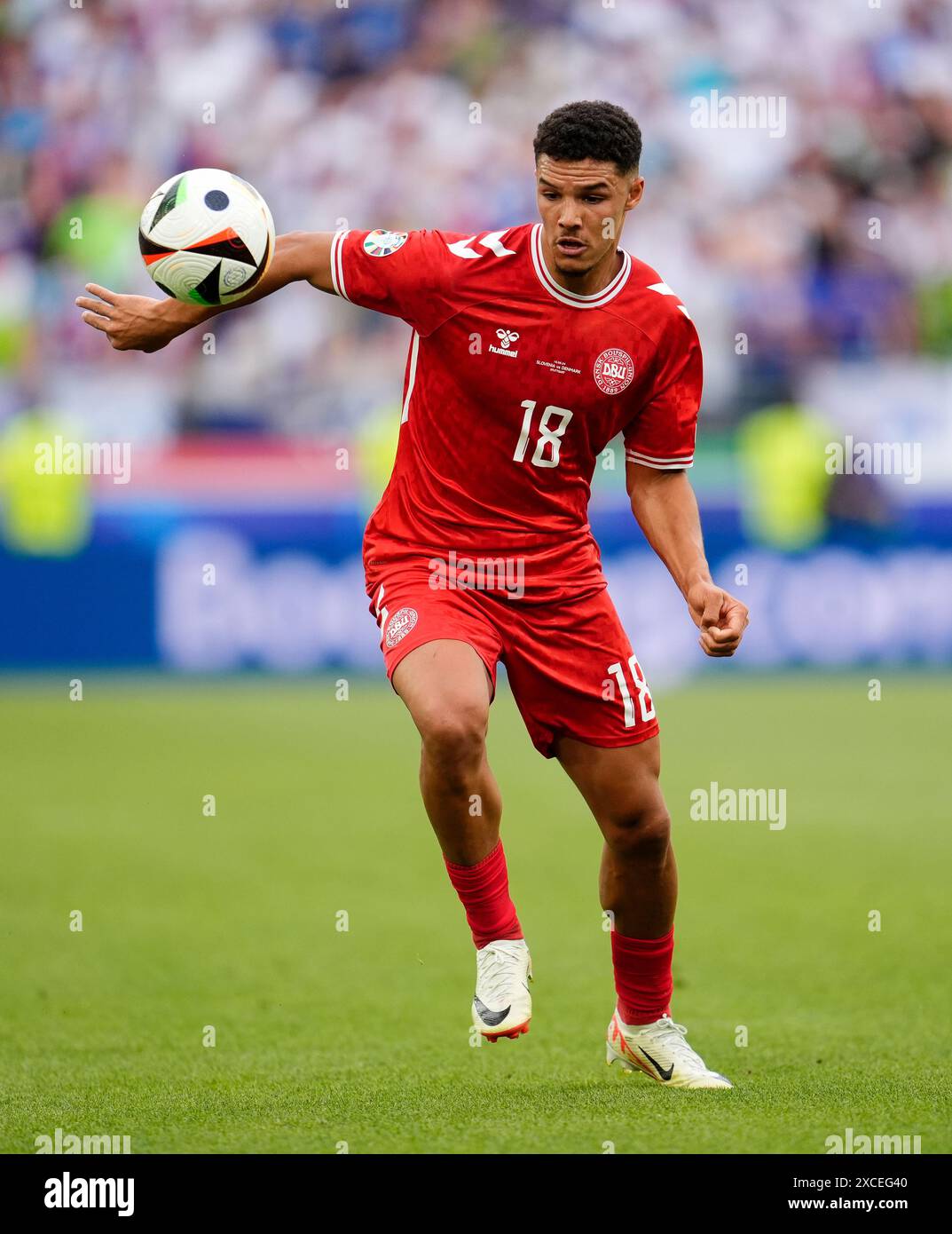 Denmark's Alexander Bah during the UEFA Euro 2024 Group C match at the ...