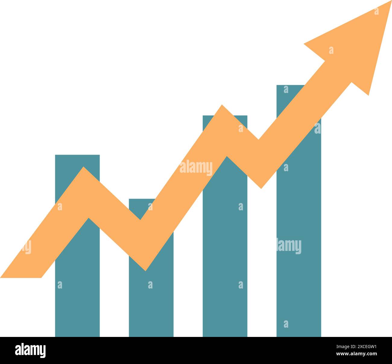 Minimalist blue and orange statistical chart with bars showing positive ...