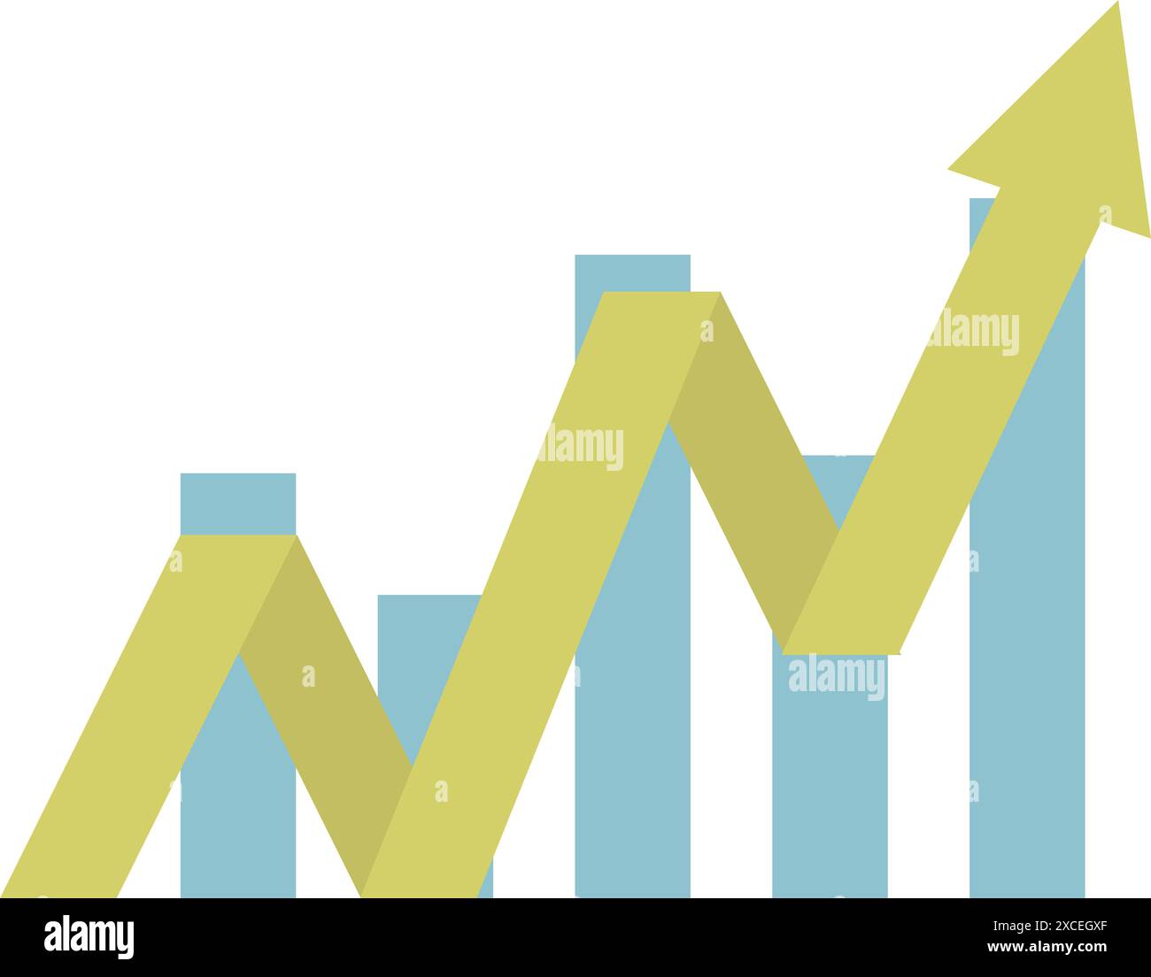 Yellow arrow chart is growing up, showing increased profits and success ...