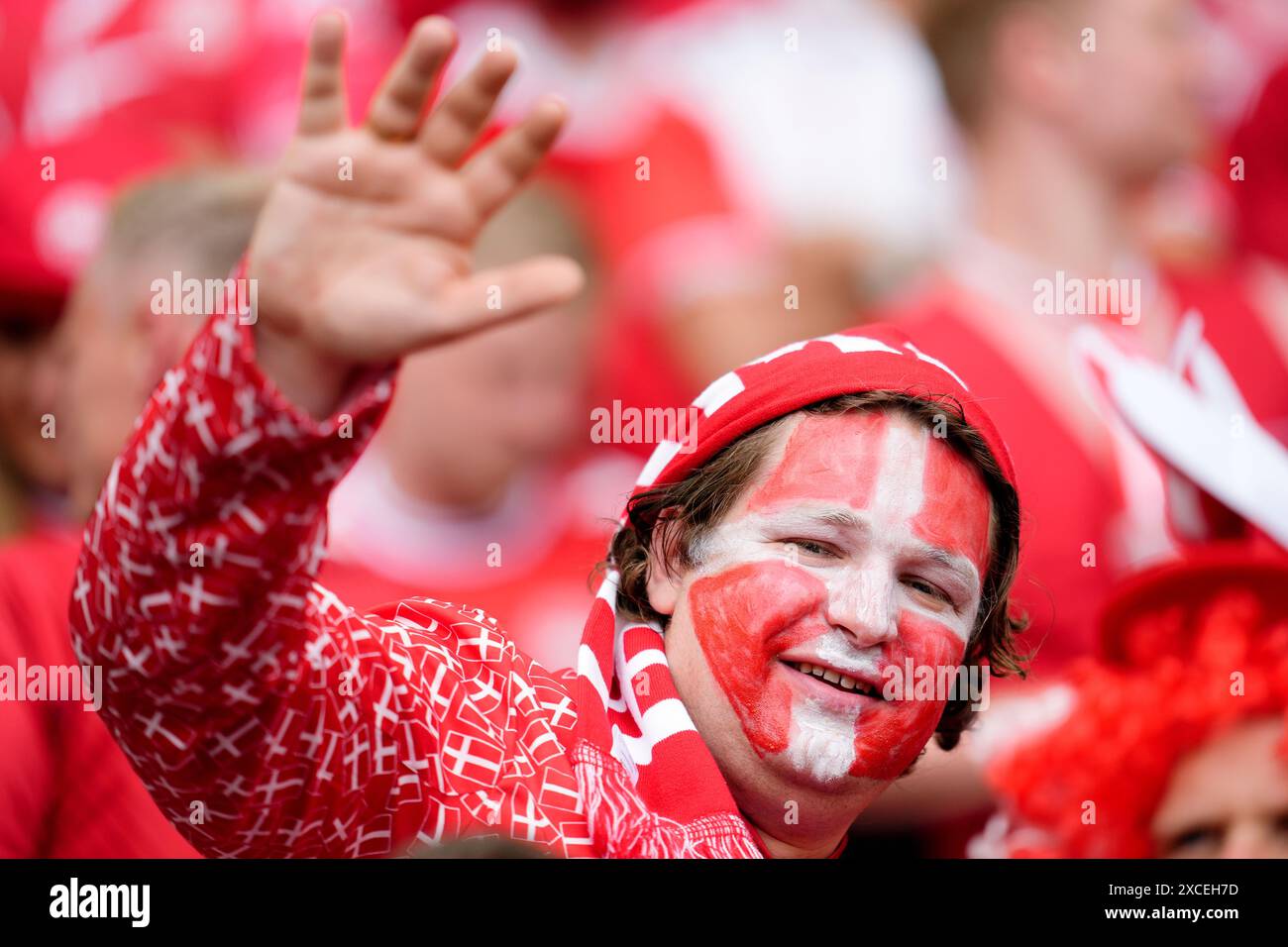 Denmark fans in the stands during the UEFA Euro 2024 Group C match at ...