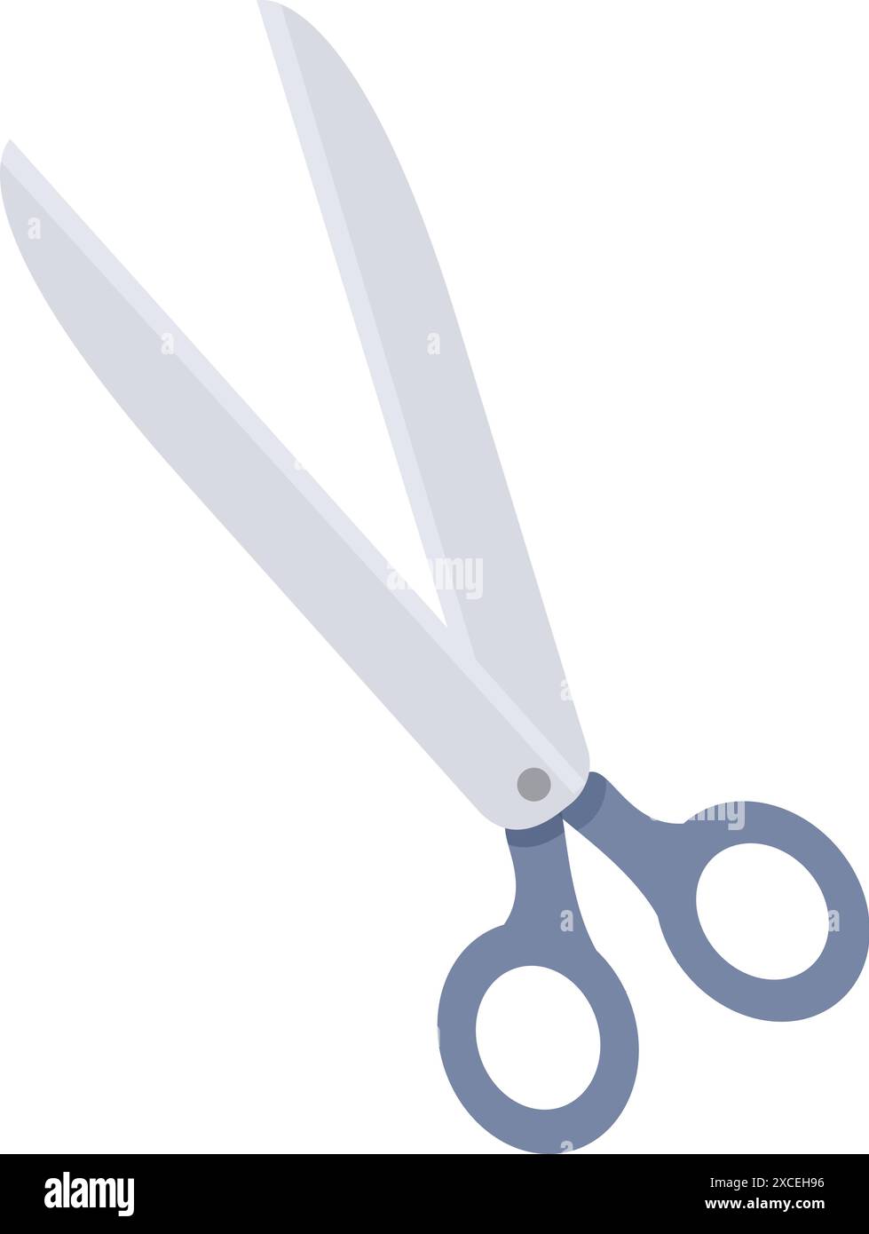 Open pair of metal scissors with blue handles for cutting paper, hair ...