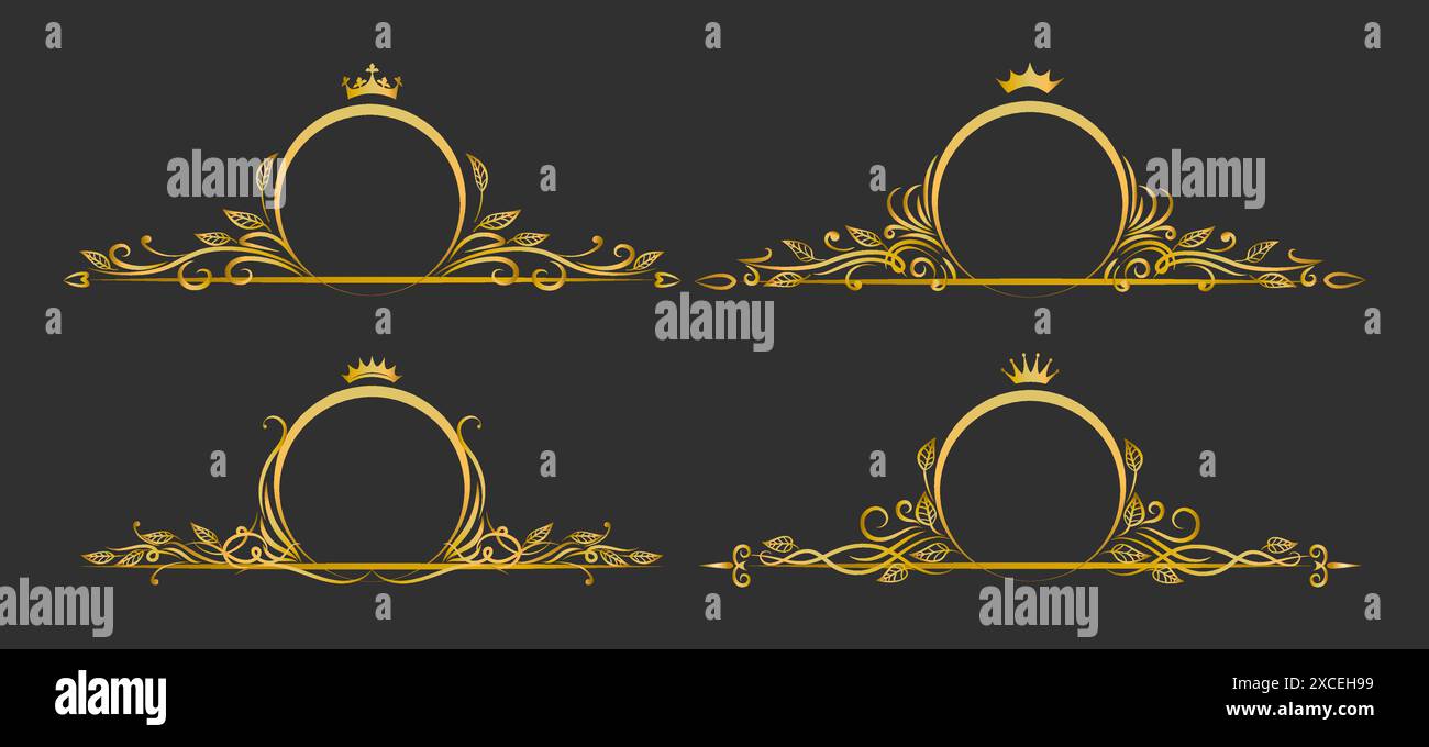 Golden circle flower frame hi-res stock photography and images - Alamy