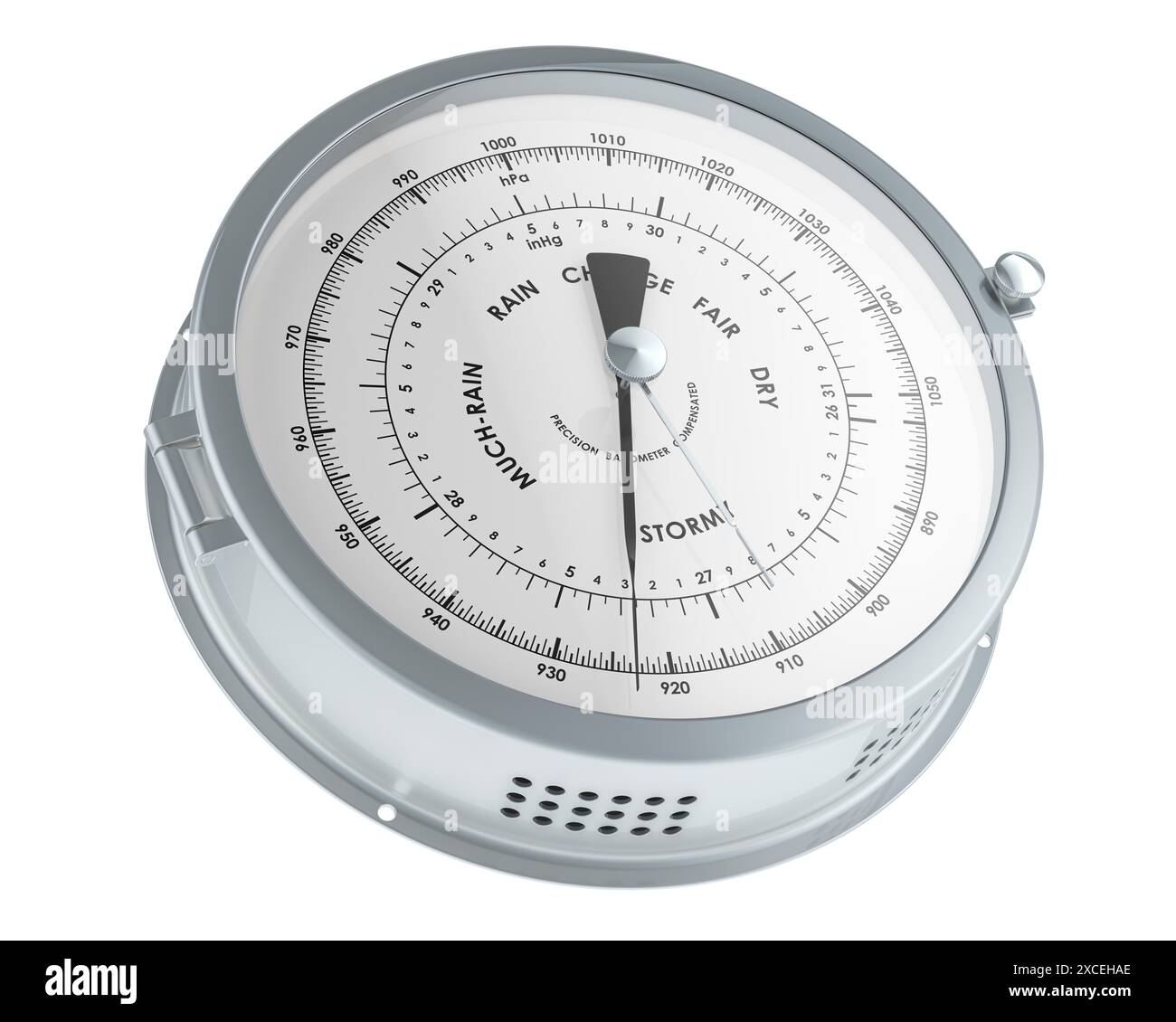 Barometer, silver color. 3D rendering isolated on white background ...