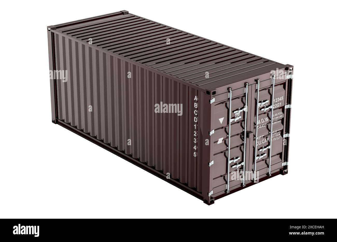 Cargo container, brown color. 3D rendering isolated on white background ...