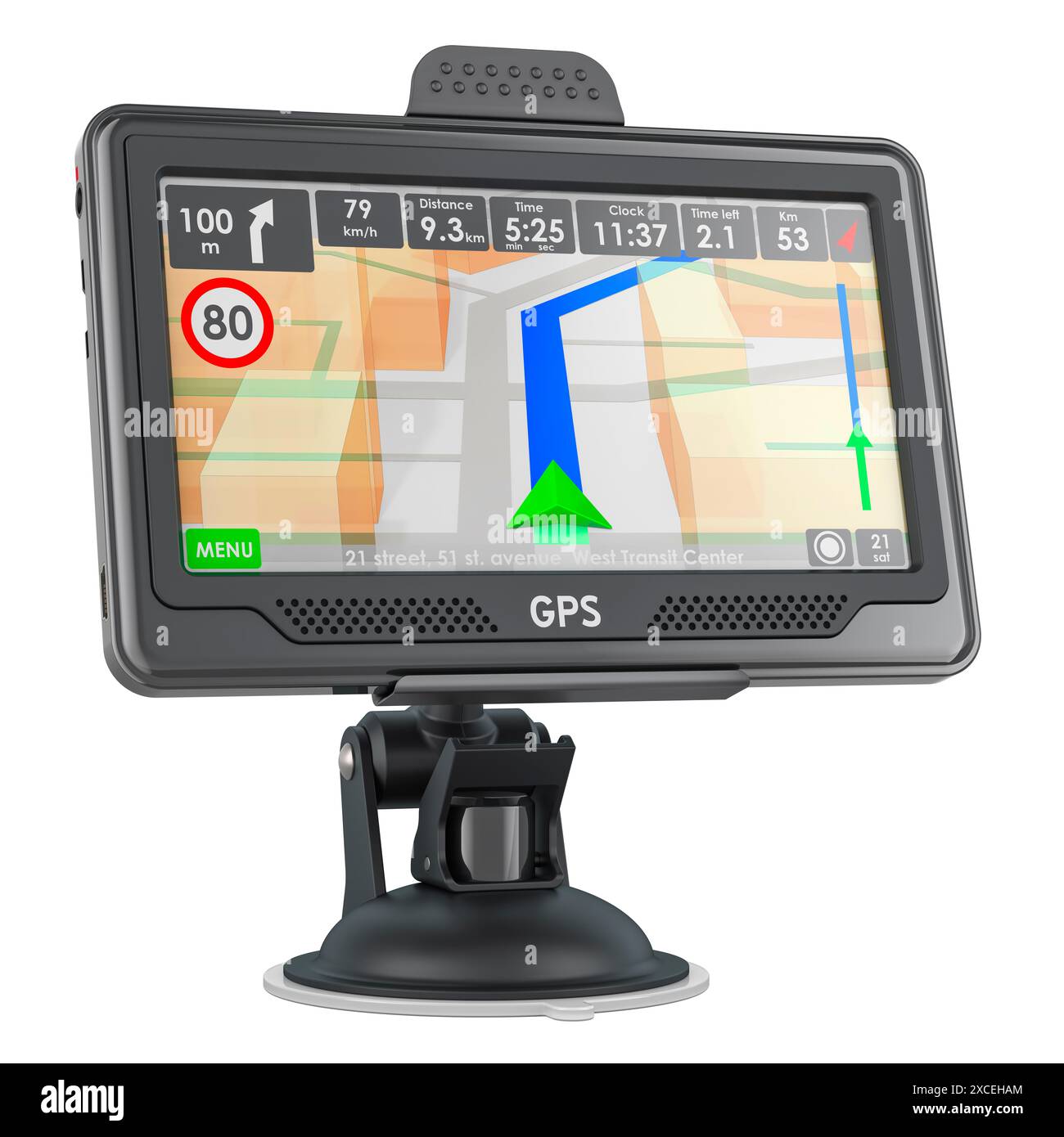 GPS navigation device, with stand. 3D rendering isolated on white ...