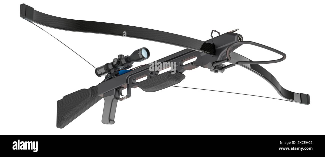 Crossbow with Scope, 3D rendering isolated on white background Stock ...