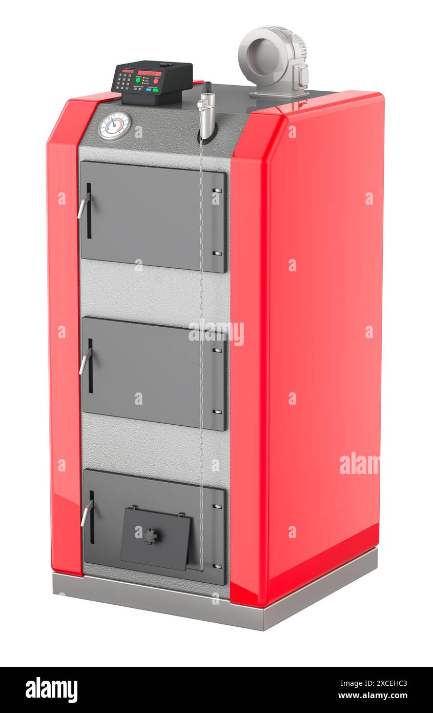 Solid fuel boiler, 3D rendering isolated on white background Stock ...