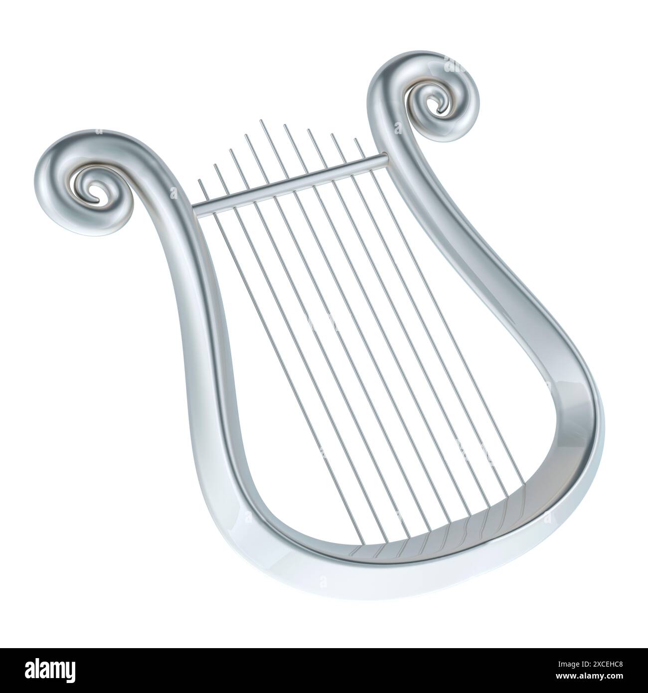 Silver lyre, 3D rendering isolated on white background Stock Photo - Alamy