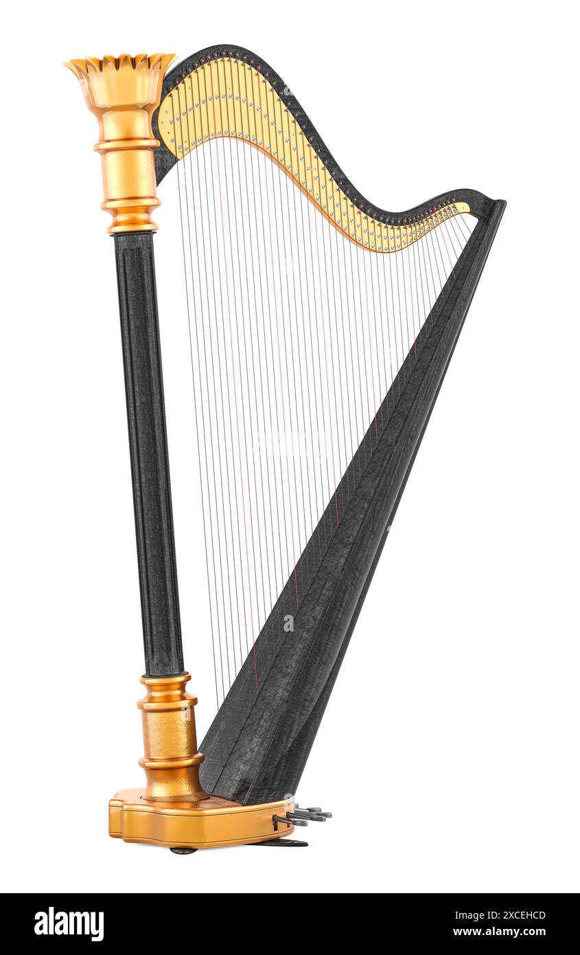 Professional Pedal Harp, 3D rendering isolated on white background ...